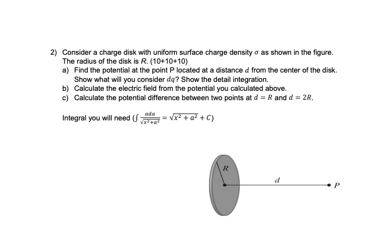 SOLVED:Consider charge disk with uniform surface charge density as ...