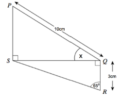 SOLVED: Two right-angled triangles are shown in the figure. PQ is 10cm, QR is 3cm and the angle ...