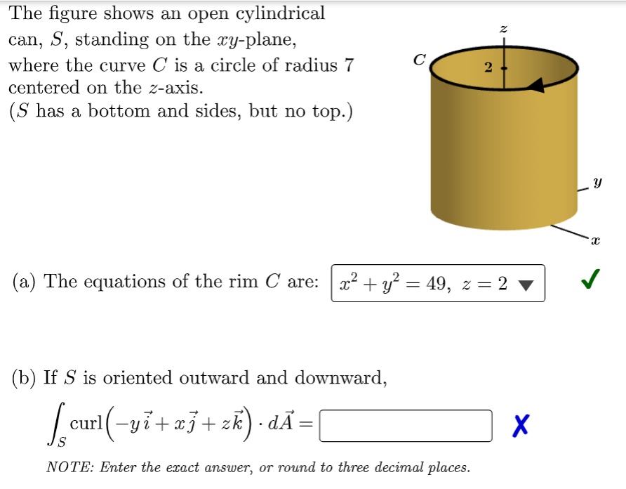 the figure shows an open cylindrical can s standing on the cy plane ...