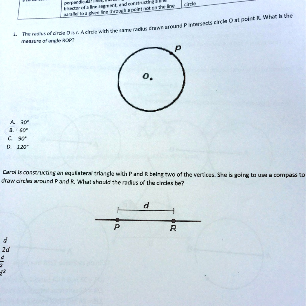 SOLVED: The radius of circle O is r. A circle with the same radius drawn around P intersects ...
