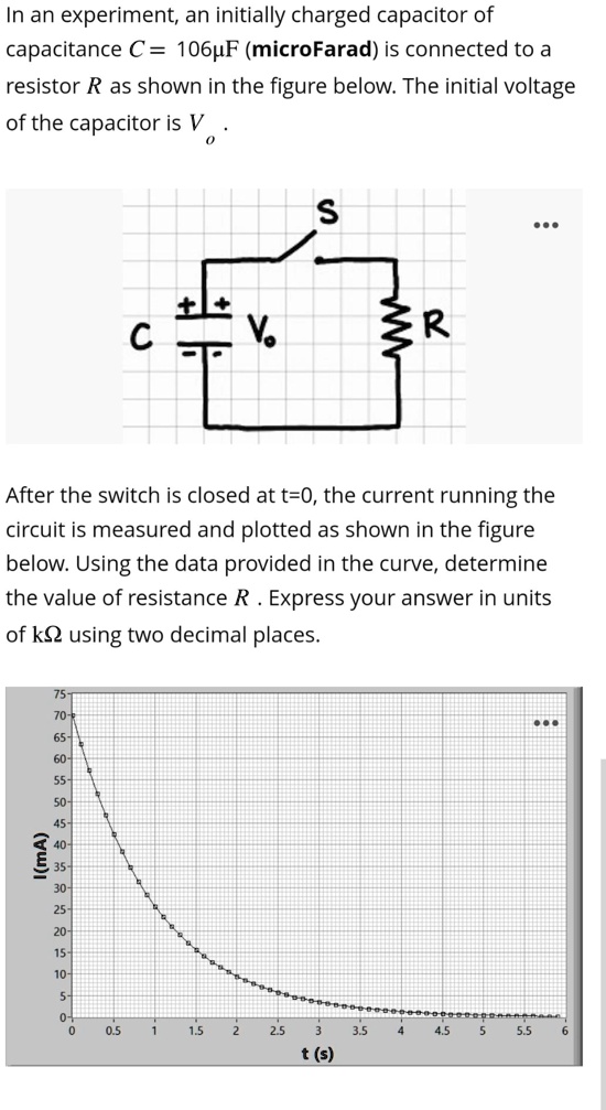 SOLVED: In an experiment, an initially charged capacitor of capacitance C = 10^6 F (microFarad ...