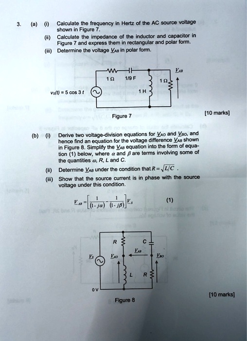 3. (a) (i) Calculate the frequency in Hertz of the AC source voltage ...