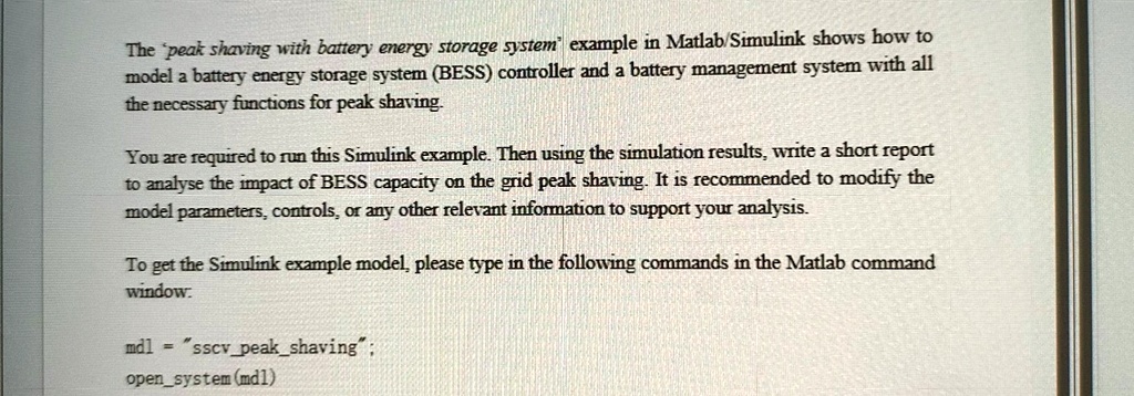 The 'peak shaving with battery energy storage system' example in Matlab ...