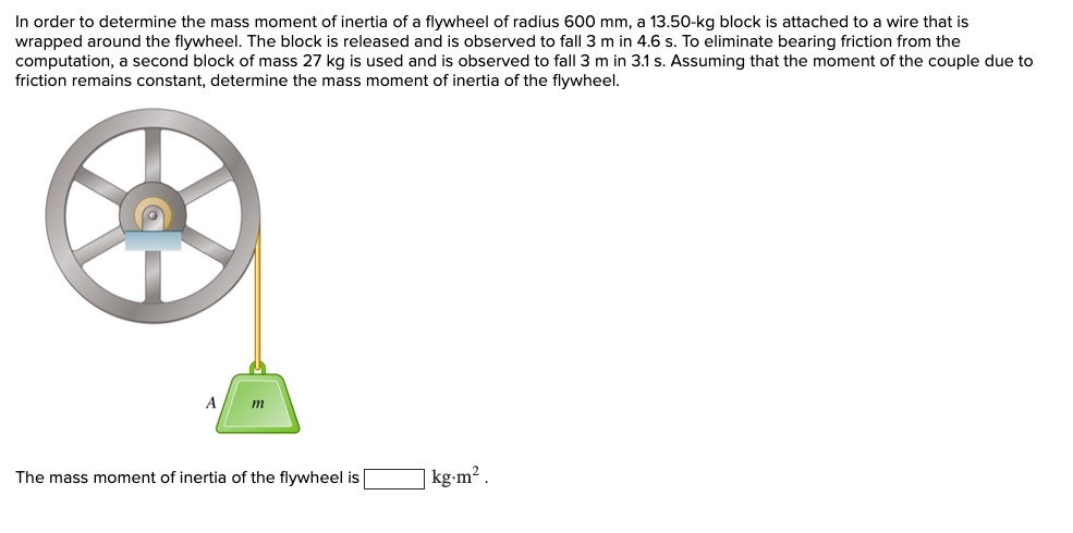 in order to determine the mass moment of inertia of a flywheel of ...