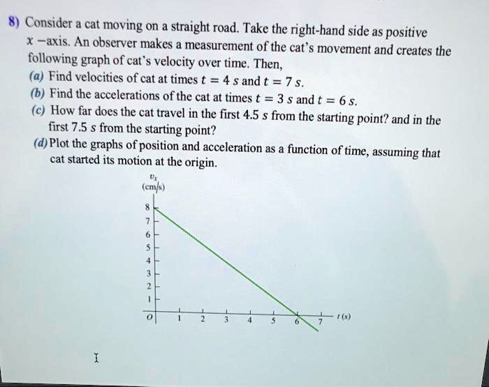 8 consider a cat moving on straight road take the right hand side as ...