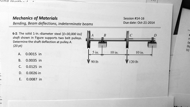 SOLVED: The solid 1-inch diameter steel [E=30,000 ksi] shaft shown in ...