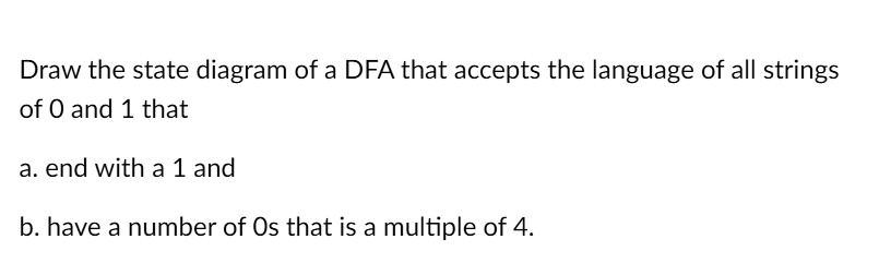 SOLVED: Draw the state diagram of a DFA that accepts the language of ...