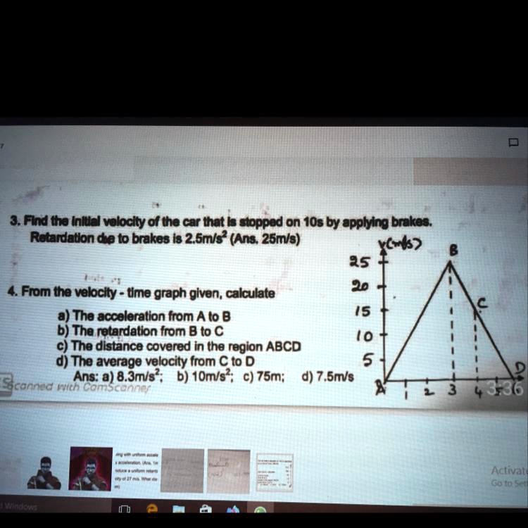 SOLVED: From the velocity-time graph given, calculate: a) The ...