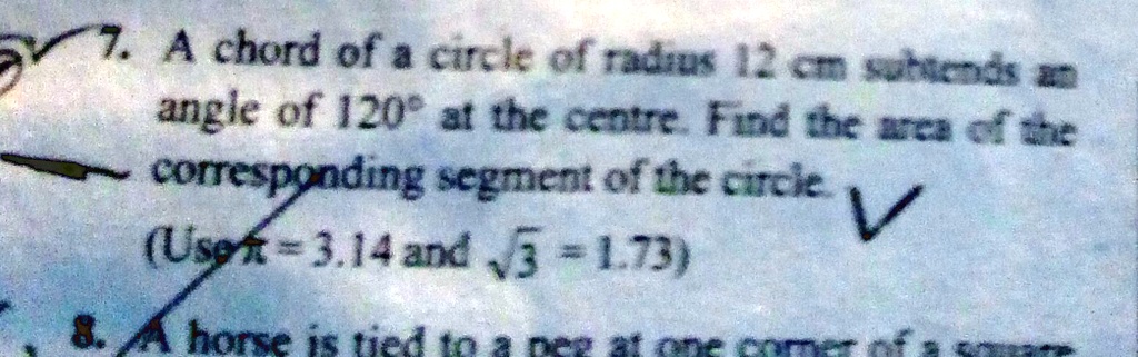 Chord Of A Circle Of Radius 12 Cm