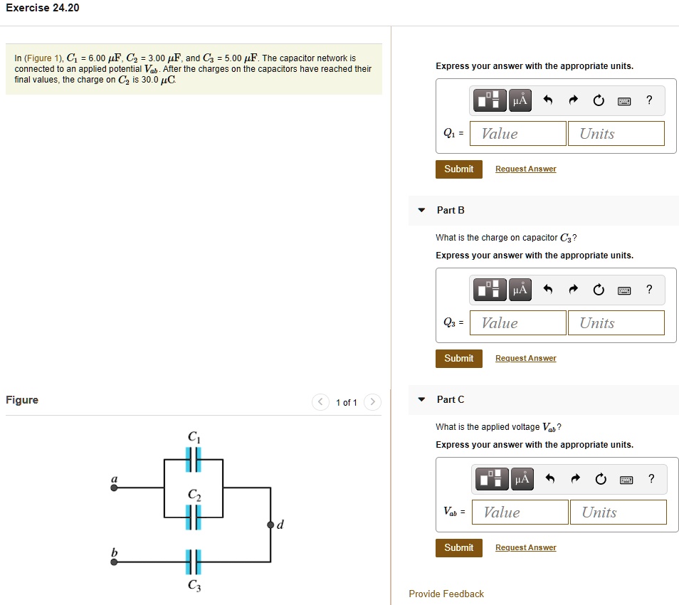 exercise 2420 in figure 1 c1 600 pf cz 300 pf and cz 500 pf the capacitor network is connected ...