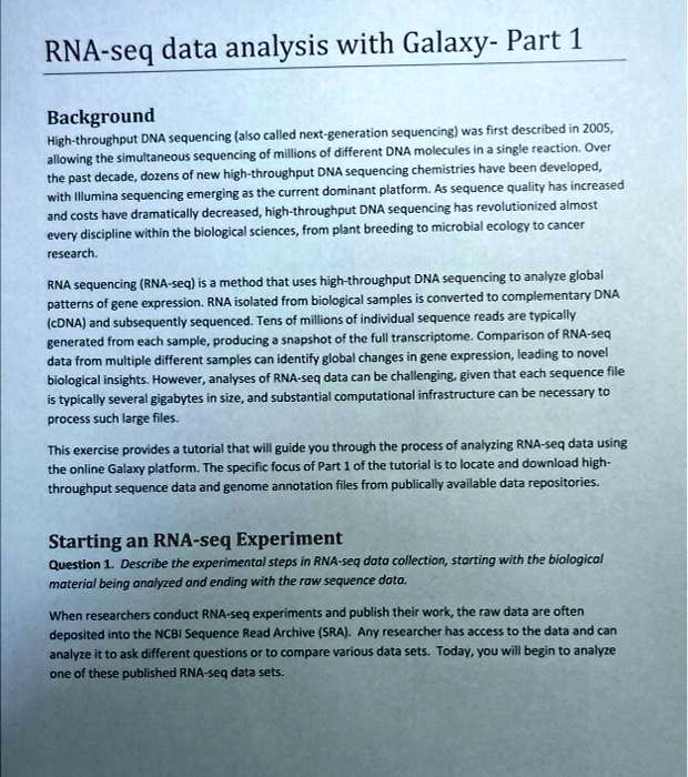 SOLVED: please answer question 1 based on the background section RNA-seq data analysis with ...
