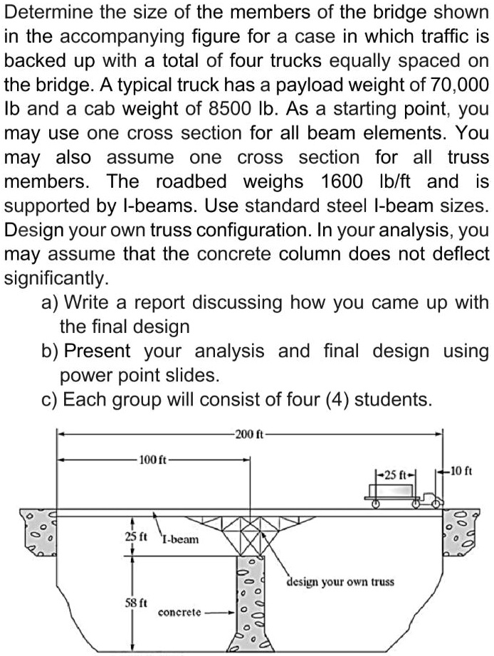 Determine the size of the members of the bridge shown in the...