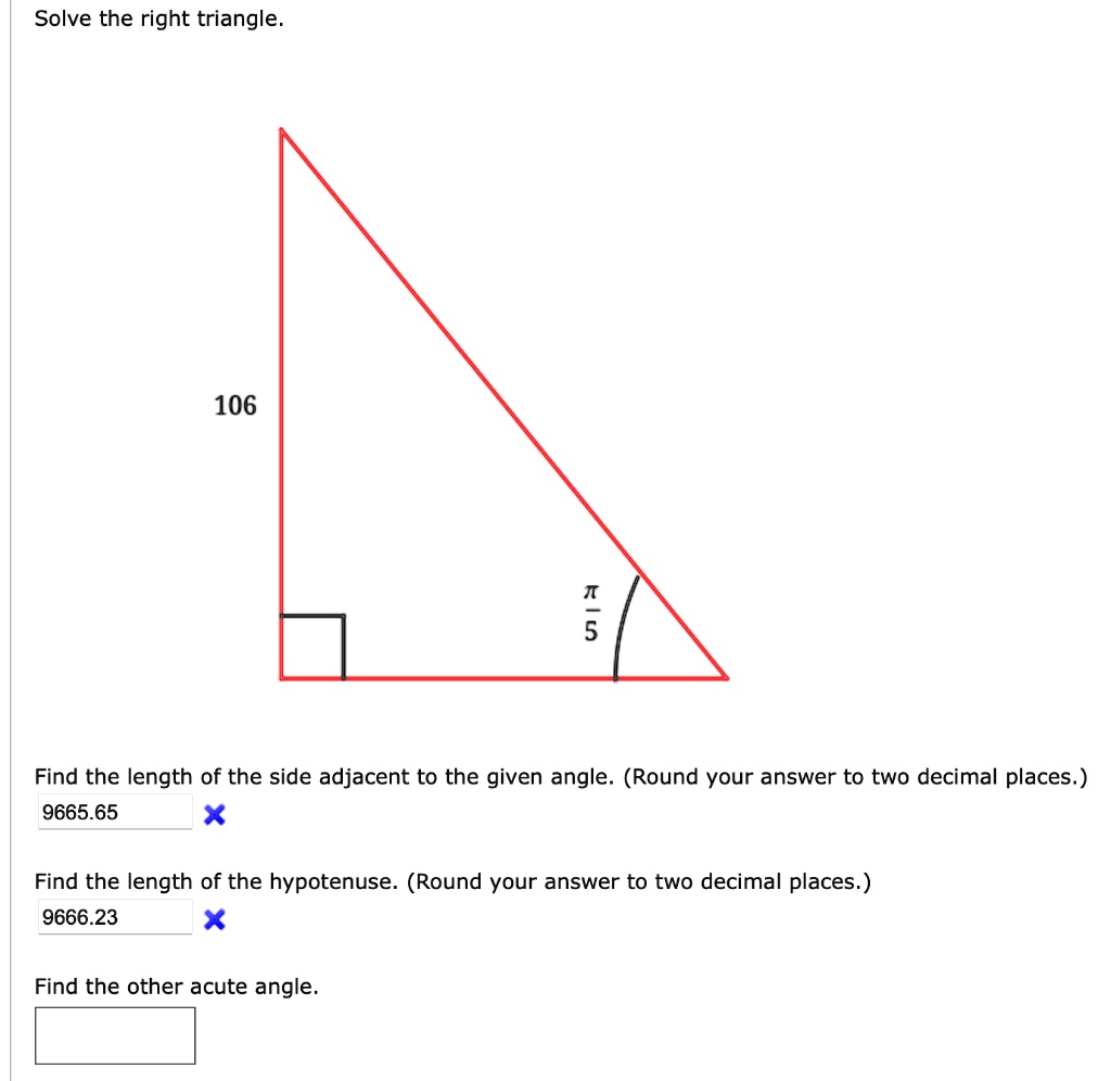 solve the right triangle 106 5 find the length of the side adjacent to ...