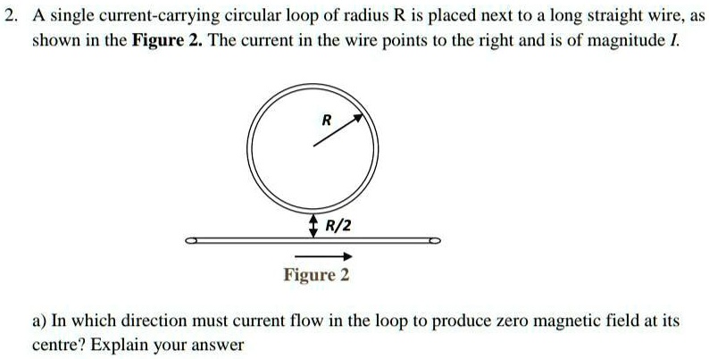 2. A single current-carrying circular loop of radius R is placed next to a long straight wire ...