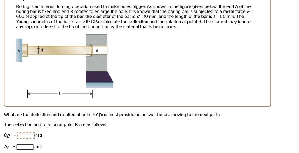 SOLVED: Boring is an internal turning operation used to make holes ...