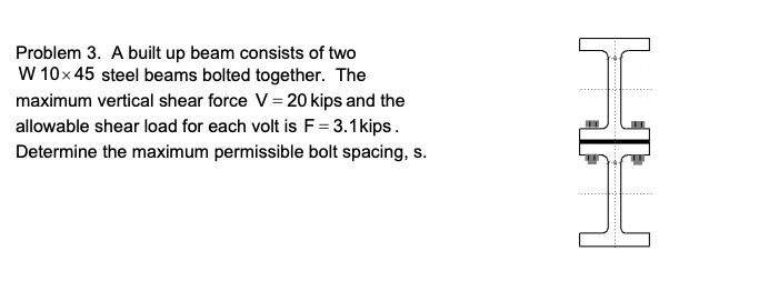 SOLVED: Problem 3. A built-up beam consists of two W10x45 steel beams ...