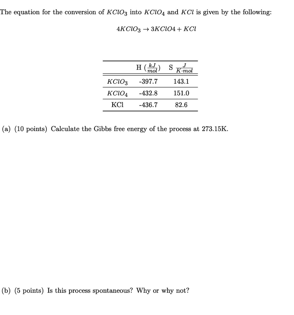SOLVED: The equation for the conversion of KClO3 into KCIO4 and KCl is given by the following ...