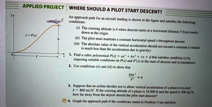 SOLVED: APPLIED PROJECT: WHERE SHOULD A PILOT START DESCENT? An approach path for aircraft ...