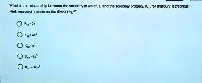 What is the relationship between the solubility in water, s, and the ...