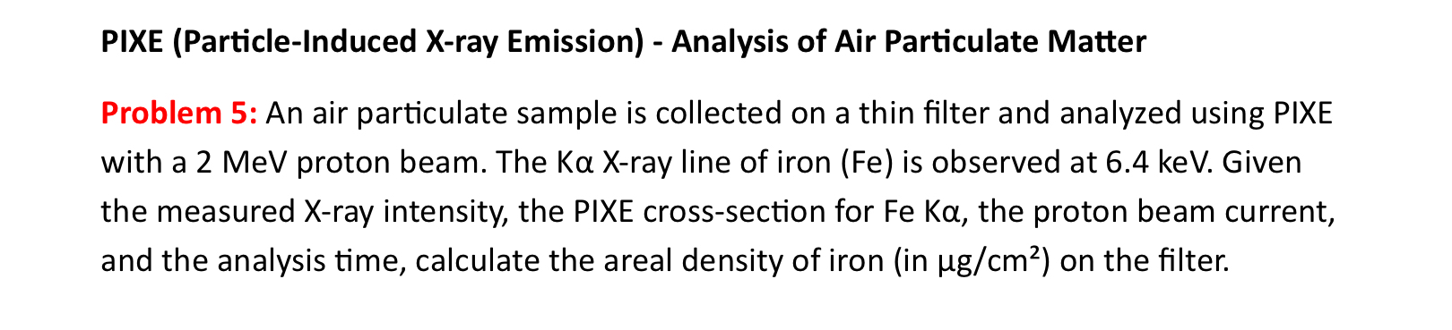 PIXE (Particle-Induced X-ray Emission) - Analysis of Air Particulate ...