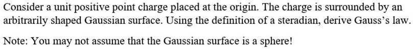 Consider a unit positive point charge placed at the origin. The charge ...