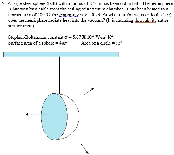 SOLVED: A large steel sphere (ball) with radius of 27 cm has been cut ...