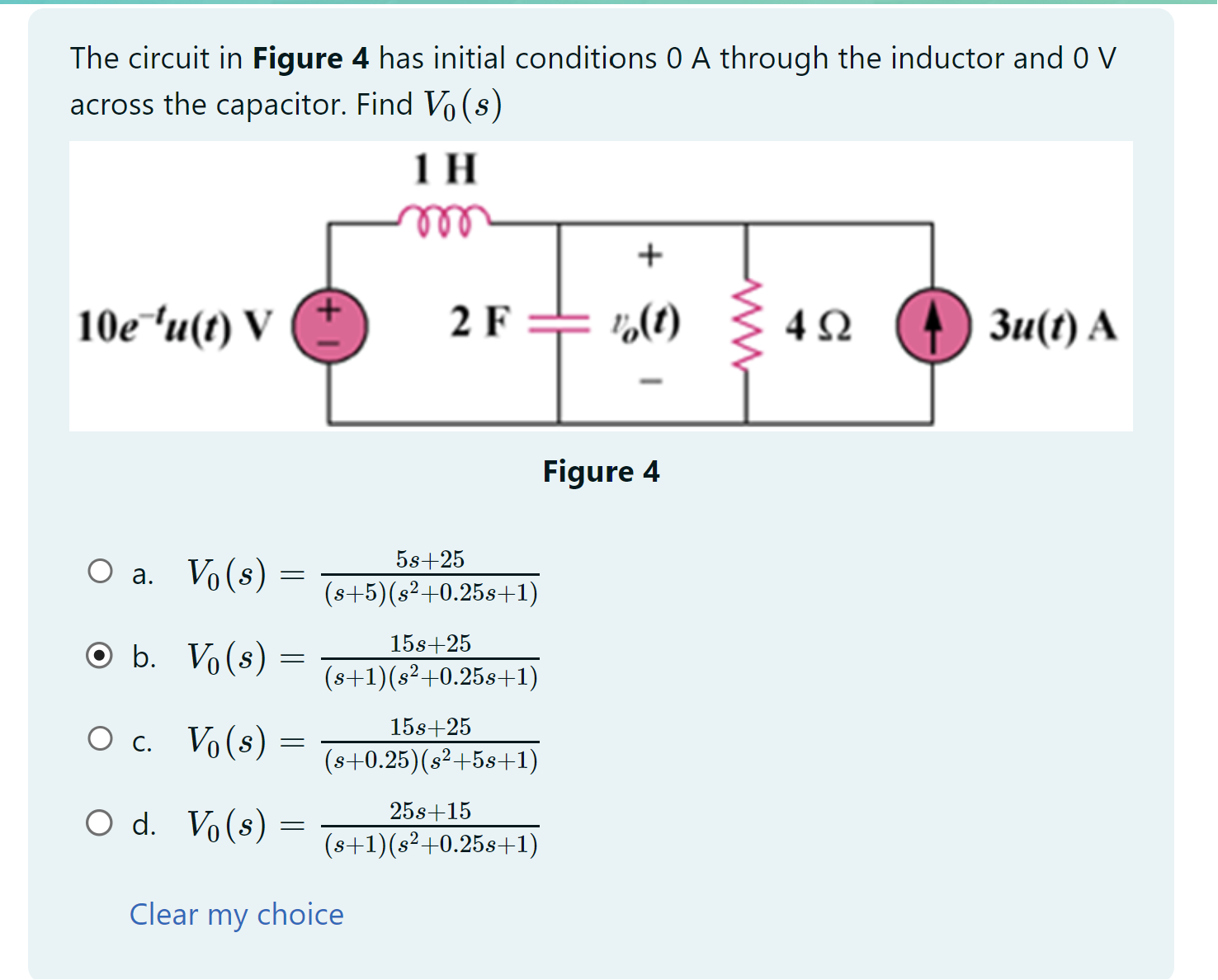 The circuit in Figure 4 has initial conditions 0 A through the inductor ...
