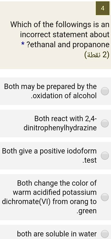 SOLVED:Which of the followings is an incorrect statement about ?ethanal ...