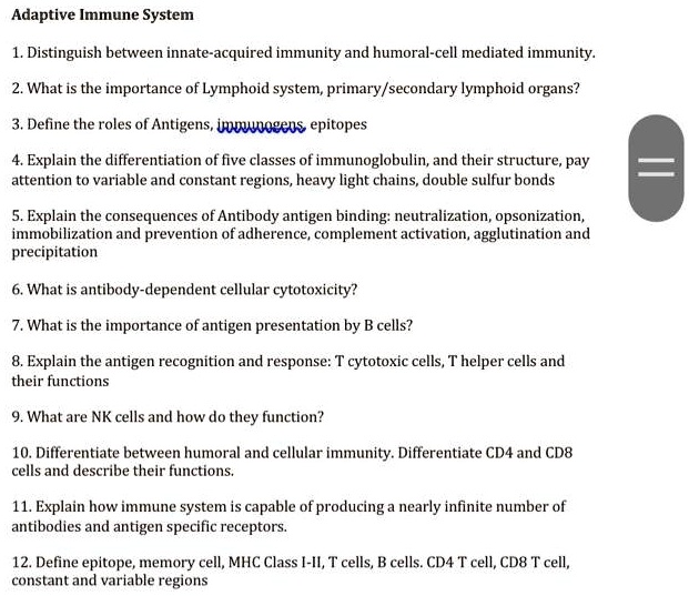 SOLVED: Adaptive Immune System Distinguish between innate and acquired ...