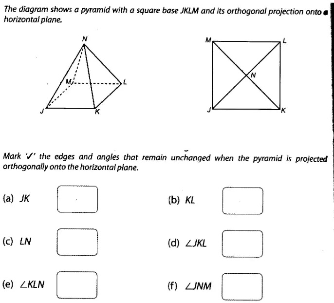 SOLVED: The diagram shows a pyramid with a square base JKLM and its ...