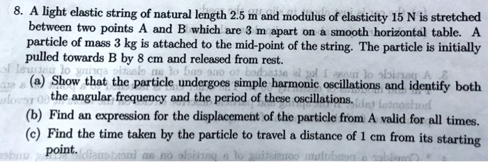 SOLVED: A light elastic string of natural length 2.5 m and modulus of elasticity 15 N is ...