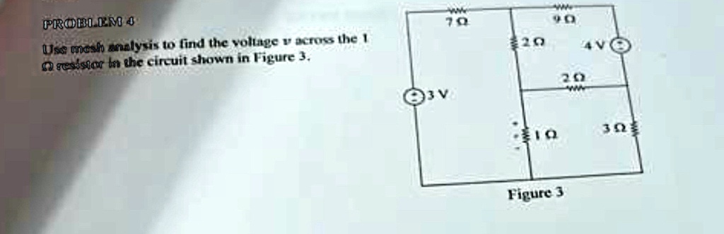 [GET ANSWER] problem 4 use mesh analysis to find the voltage v across the 1 omega resistor in ...
