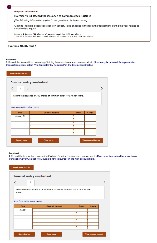 SOLVED: Text: Required information Exercise 10-3A Record the issuance ...