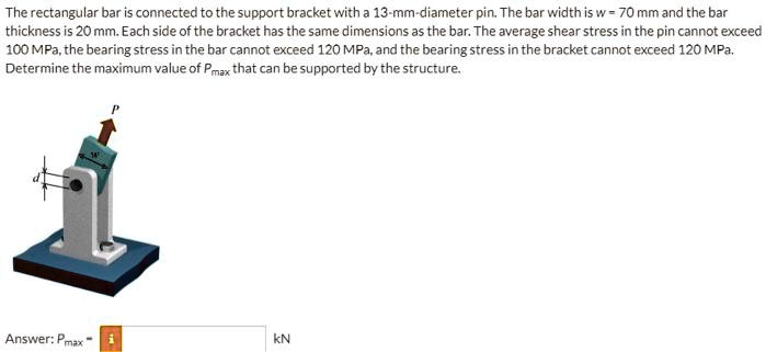 SOLVED: The rectangular bar is connected to the support bracket with a ...