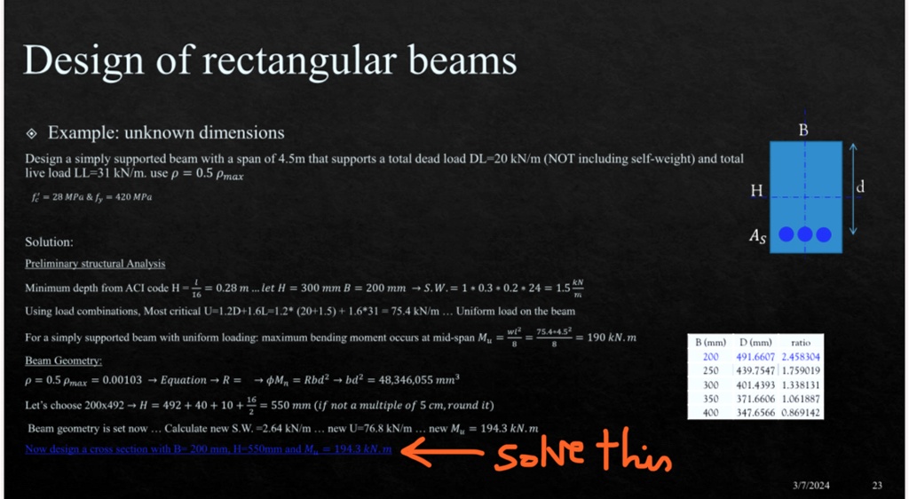 solve this quickly with numbers design of rectangular beams example ...