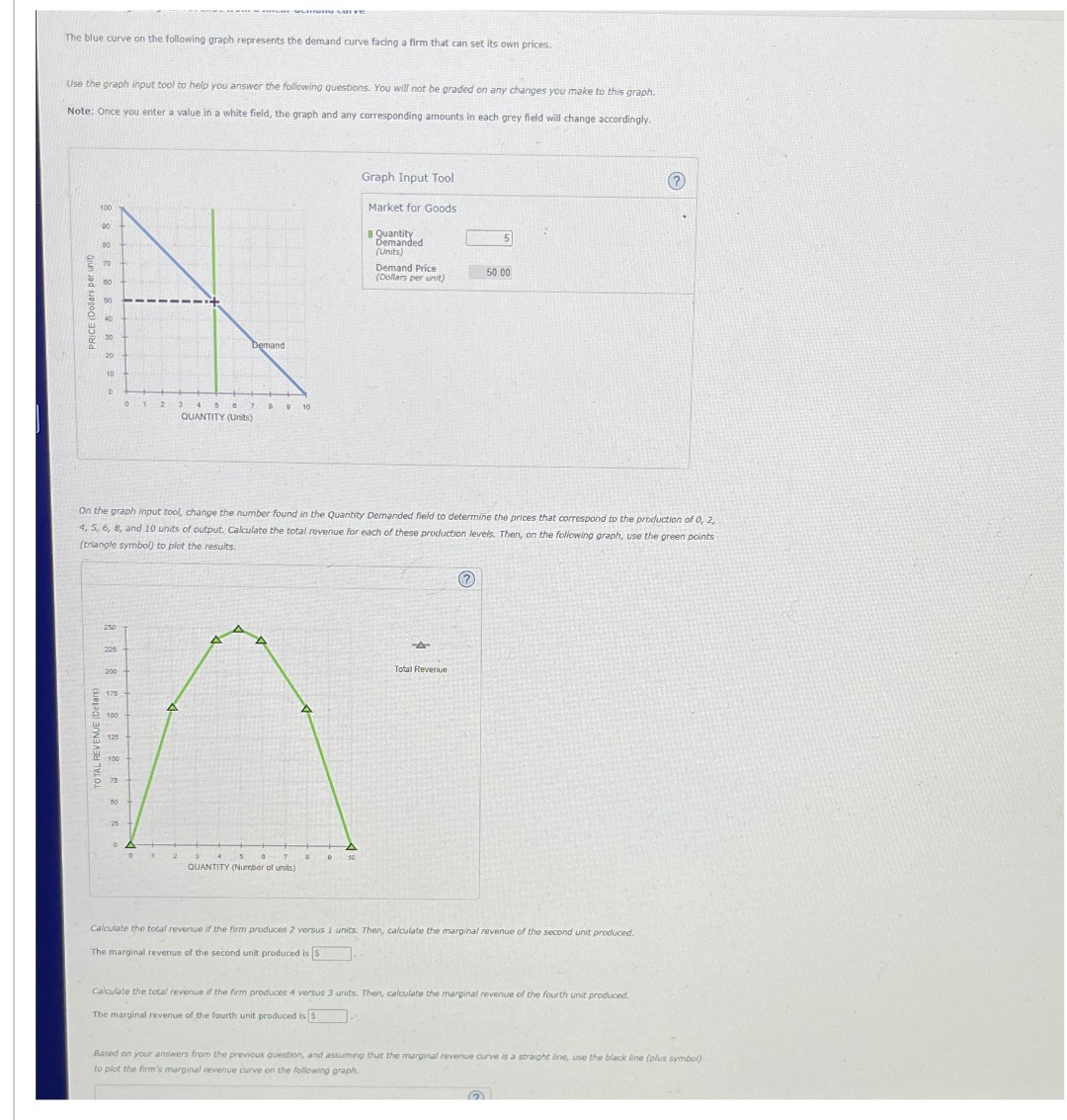 The Blue Curve On The Following Graph Represents The Demand Curve Facing A Firm That Can Set Its 