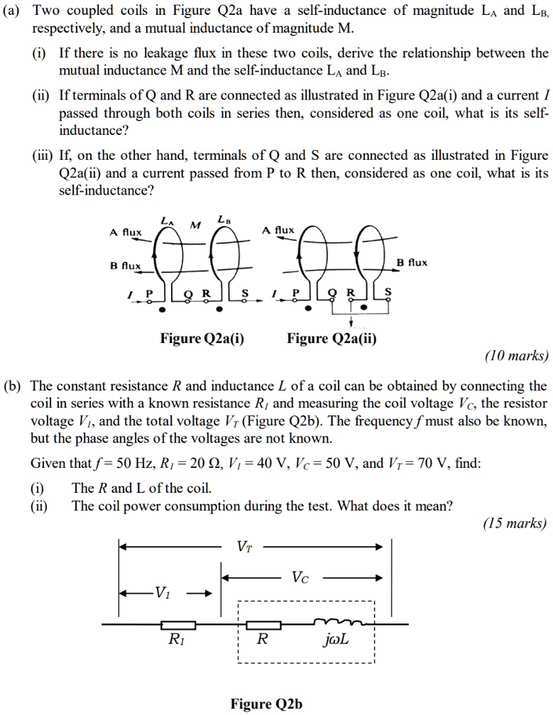 SOLVED: (a) Two coupled coils in Figure Q2a have a self-inductance of magnitude La and LB ...