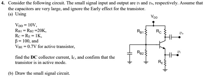 SOLVED: Consider the following circuit. The small signal input and output are ui and vo ...