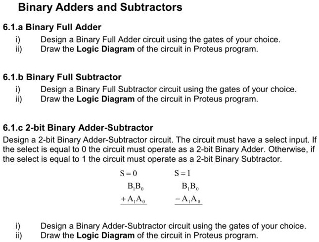 Binary Adders And Subtractors 61a Binary Full Adder I Design A Binary Full Adder Circuit 5639