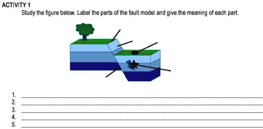 SOLVED: 'activity 1. study the figure below, label th eparts of the fault model and give the ...
