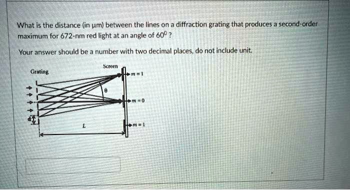 SOLVED:What is the distance (in um) between the lines on J diffraction ...