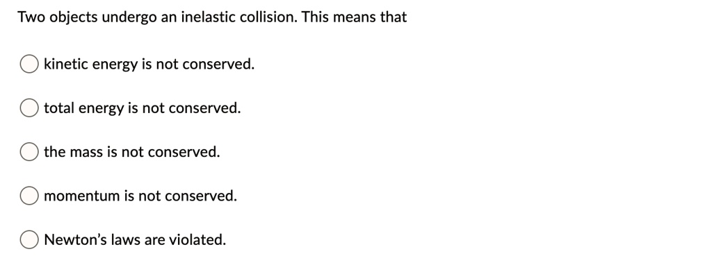 Solved Two Objects Undergo An Inelastic Collision This Means That 7007