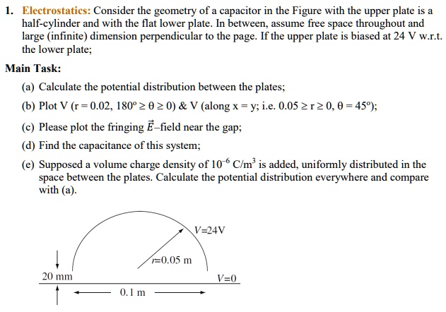 1. Electrostatics: Consider the geometry of a capacitor in the Figure ...