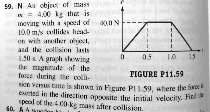 Solved 59 An Object Of Mass 4 00 Kg That Is Moving With A Speed Of 40 0 M S Collides Head On