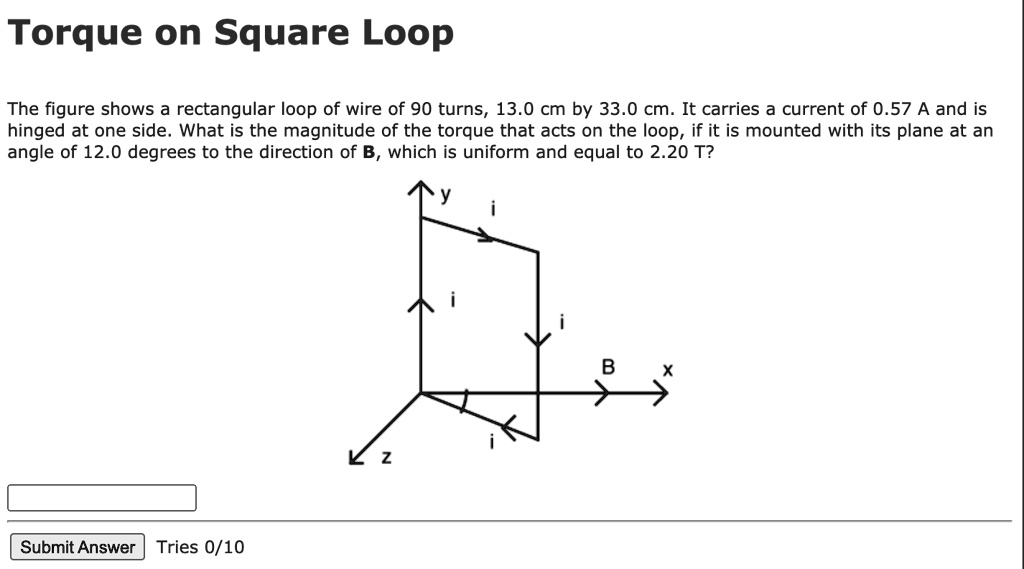 torque on square loop the figure shows a rectangular loop of wire of 90 ...