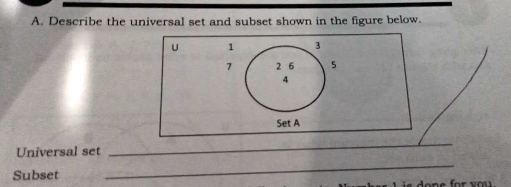 SOLVED: Set A Universal set Subset