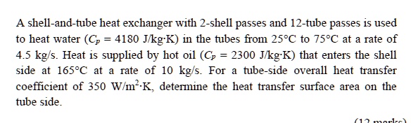 SOLVED: A shell-and-tube heat exchanger with 2-shell passes and 12-tube ...
