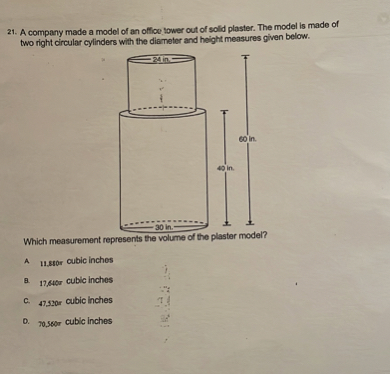 21. A company made a model of an office tower out of solid plaster. The ...