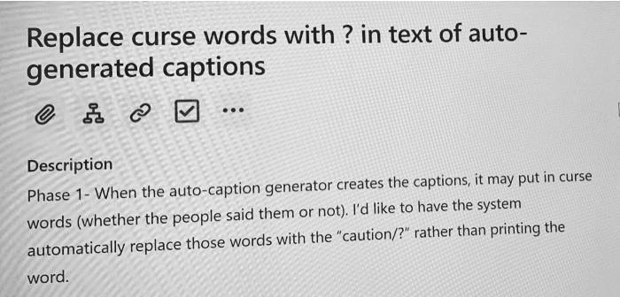 using python replace curse words with in text of auto generated captions description phase 1 ...