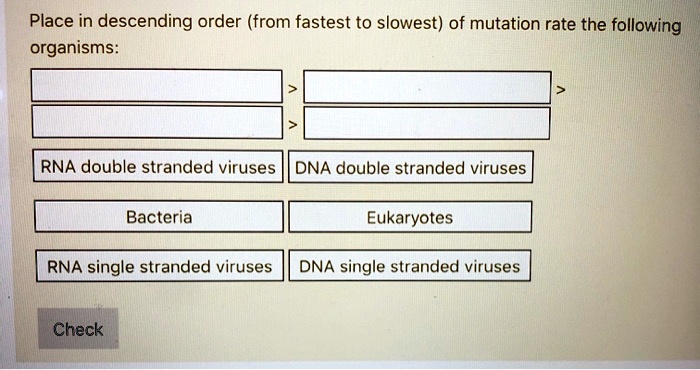 SOLVED: Place in descending order (from fastest to slowest) of mutation ...